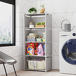 Riipoo Storage Cube Shelves, 4-Cube Organizer Shelf for Bedroom Closet, 5-Layer Small Bookshelf, Bookcase Unit for Small Spaces