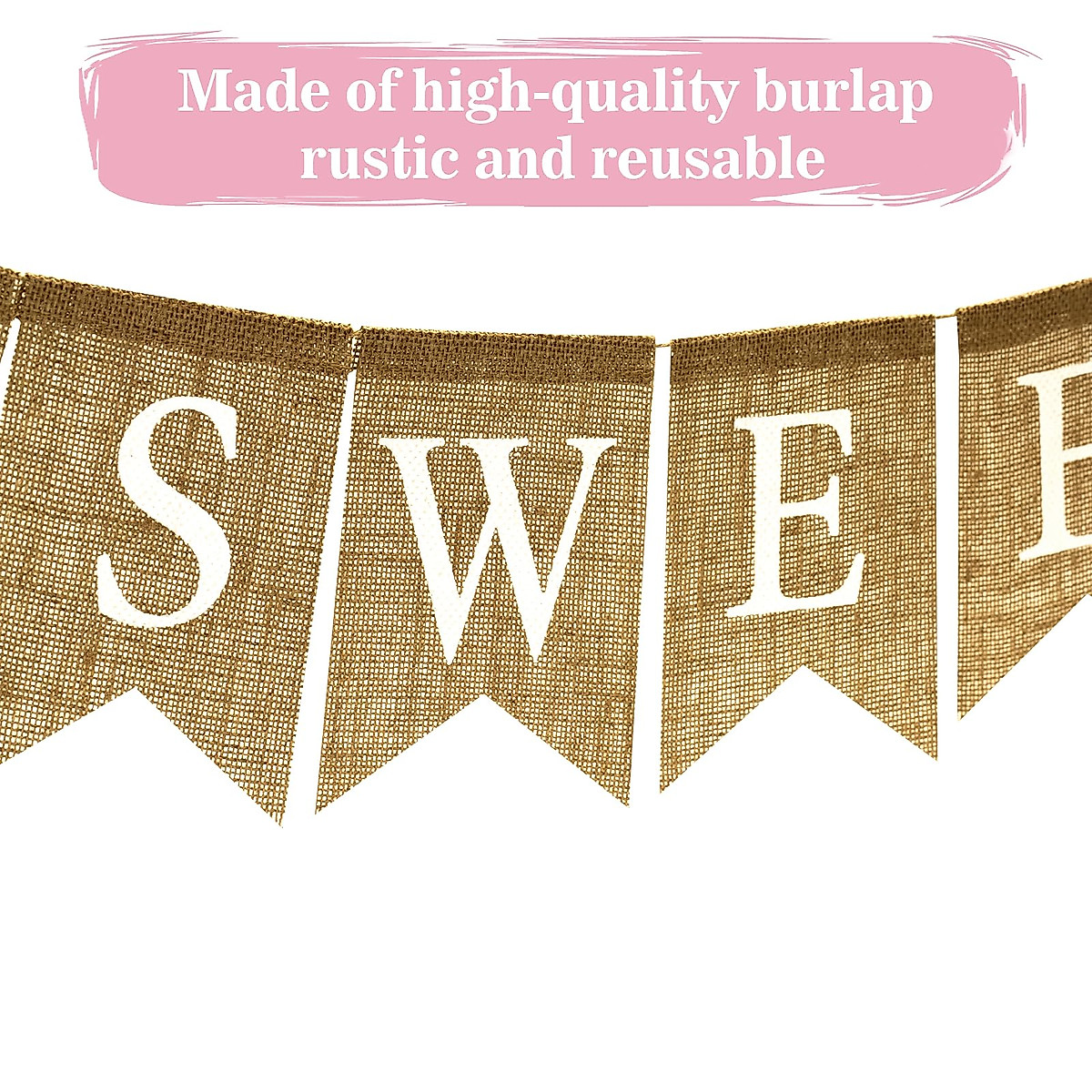 GCQQ Sweet Baby Girl Banner, Prestrung Baby Girl Burlap Banner, Rustic Girl Baby Shower Banner, Pink Sweet Baby Shower Decorations, Sweet Baby Girl Banner for Photo Decoration Props, Gender Reveal
