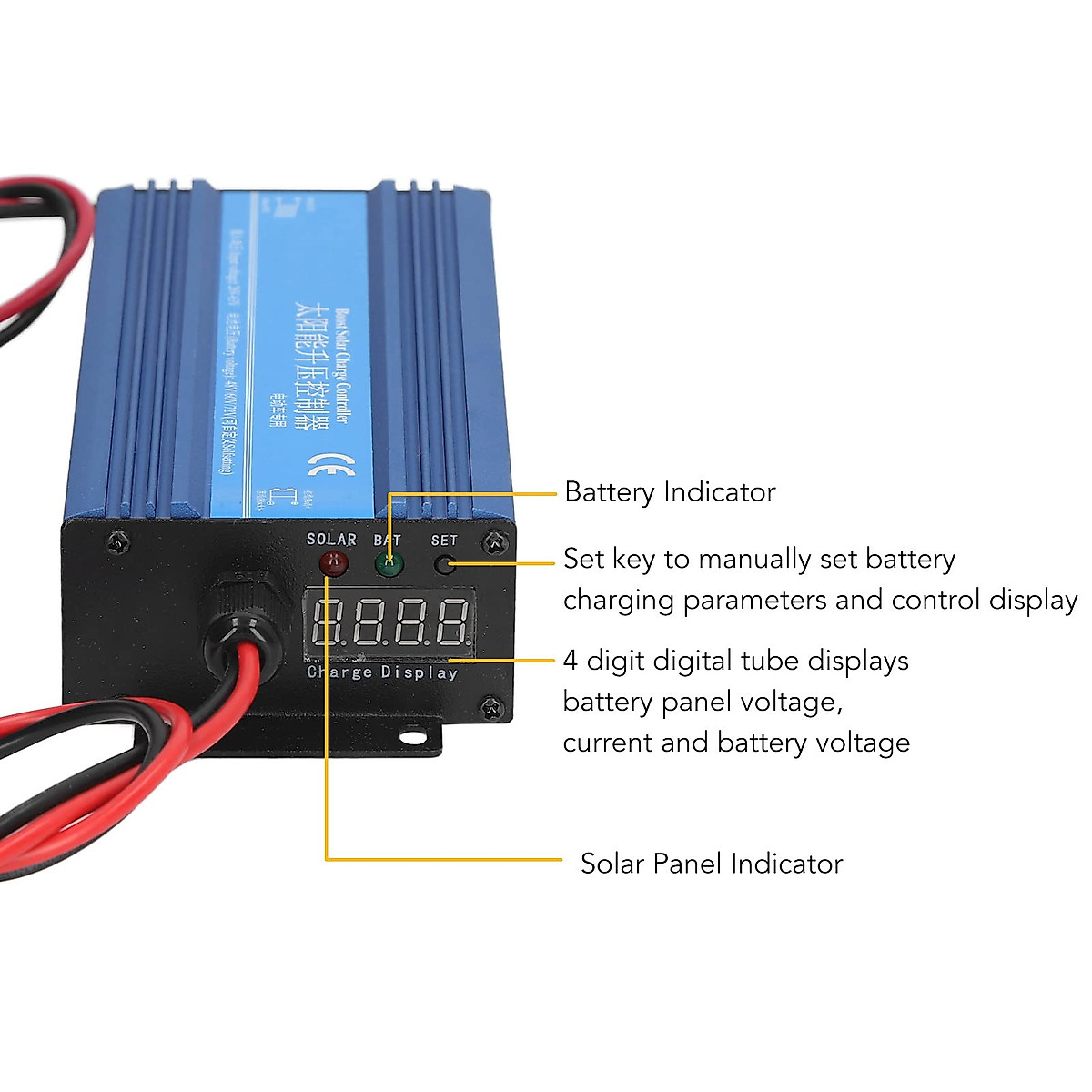 Focket Solar Controller, 600W 48V 60V 72V Boost MPPT Adjustable Solar Panel Regulator with Display, Waterproof Solar Controller for E Bike Lithium Battery, Multiple Protections