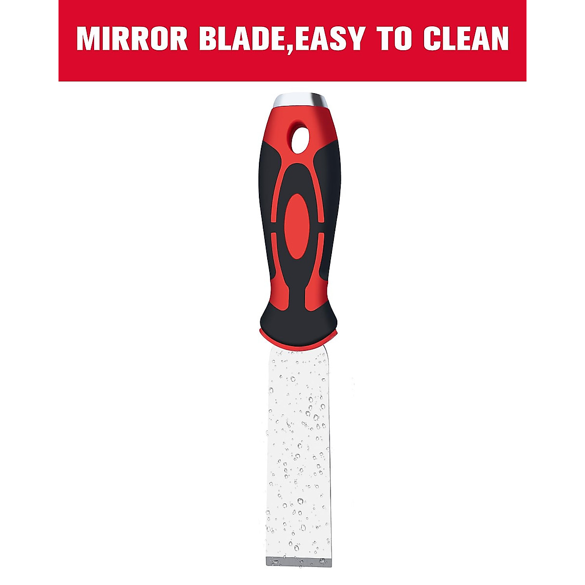 ROTATION Soft Grip, Heavy Duty, Scraper with Hammer End, 1.2", Stainless Steel Putty Knife, 1.2 inch, extra thick