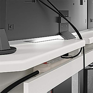 NTENSE Quest, Ergonomic, Home Office, Work Table, Computer, Gaming Room, Sitting Desk, Cup Holder, Headphone Hook, CPU Stand, White