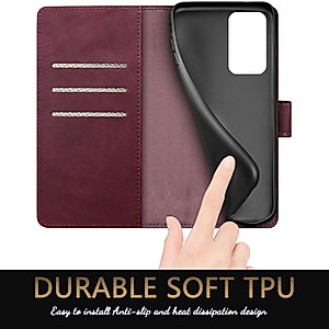 SUANPOT for Samsung Galaxy A03S Wallet case 【RFID Blocking】 Credit Card Holder, Flip Folio Book PU Leather Phone case Shockproof Cover Women Men for Samsung A03S case (Wine Red)