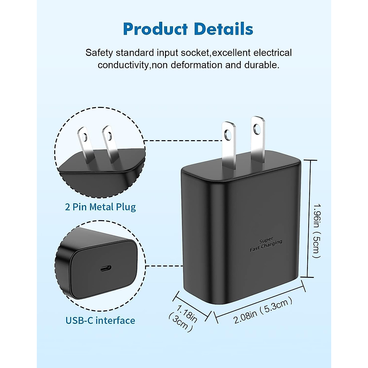 45W Samsung Super Fast Charger Type C 2 Pack for Samsung Galaxy S23 Ultra Charger S22 Ultra Charger S23/S23+/S22/S22+/S21/S20,Z Fold 4/Z Flip 4,Note 10/20,S8/S7/S7+,USB C Wall Charger with 6ft Cable