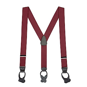 Suspender Store Solid Color Suspenders - 1.5-Inch Wide Elastic - Y-Back - Button - Many Colors & 4 Sizes Including Big & Tall