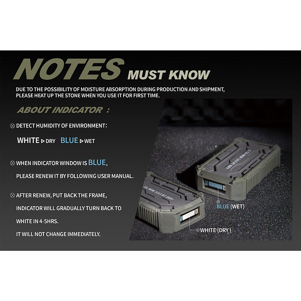 Silent Dry Gun Safe Dehumidifier, Reusable mini Portable Dryer effective for up to 20L, Fast renew and remover for Gun/Safe/Camera/Instrument, Pioneer, 1 piece (Swat Black)