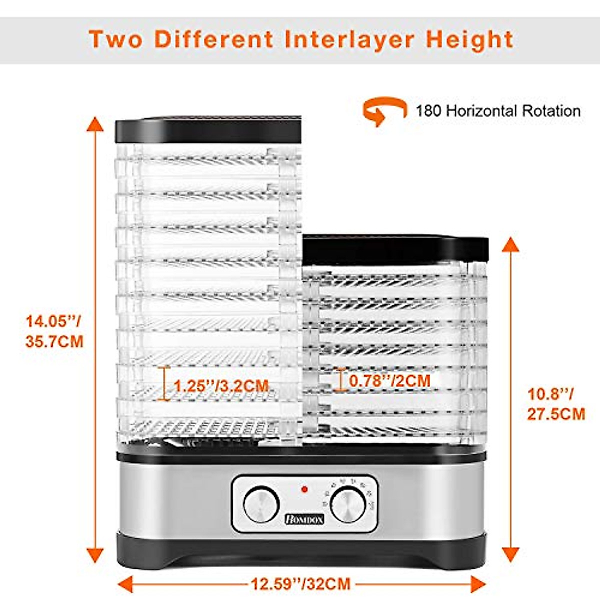 8-Tray Food Dehydrator Machine - BPA-Free Drying System with Nesting Tray for Home Kitchen - Perfect for Preserving Beef Jerky, Wild Food, and Fruit & Vegetables (Button Control)