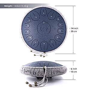 BURNING&LIN Steel Tongue Drum 15 Notes 14 Inches Tongue drum Handpan Drum Percussion for Meditation Yoga Musical Education Best Gift for Adult& Kids