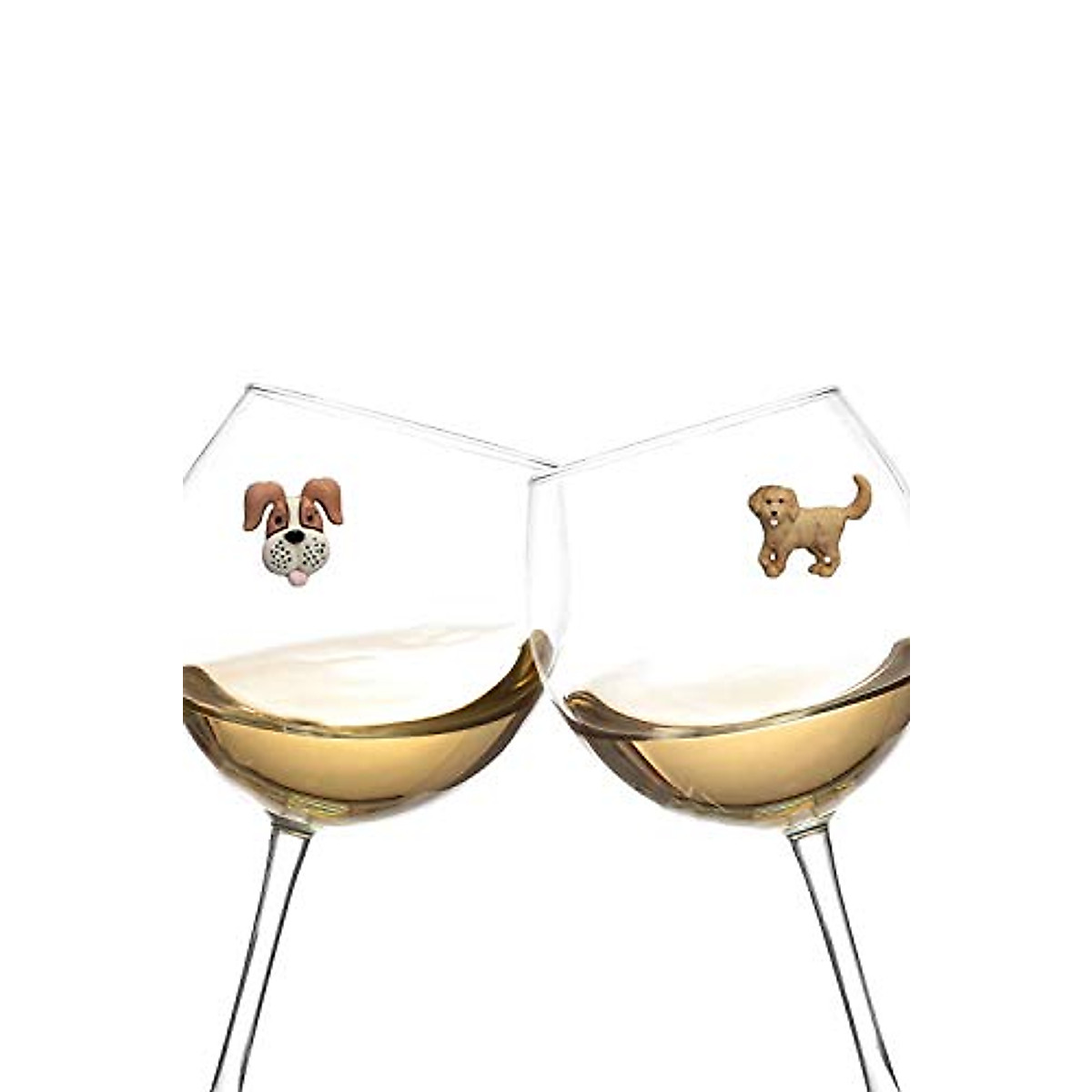 Simply Charmed Dog Wine Charms or Magnetic Glass Markers for Stemless Glasses - Great Birthday or Hostess Gift for Dog Lovers - Set of 6 Cute Puppy Glass Identifiers