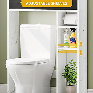 YITAHOME Over The Toilet Cabinet for Bathroom Storage, Above Toilet Storage with Drawers, Side Shelf, Tissue Reel, Over The Toilet Shelves Space Saver Cabinet for Bathroom Laundry Room, White