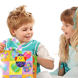 Winlyn 36 Sets Wooden Easter Wind Chimes Ornaments Easter Craft Kits Paintable Unfinished Wood Easter Egg Bunny Chick Tulip Pom Poms Wind Chimes Arts and Crafts for Spring Party Activities