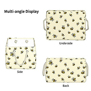 Nozidse Honey Bee Rectangular Storage Baskets for Organizing Shelves Collapsible with Handles for Shelf Closet Bathroom Cute Large Fabric Storage Bin