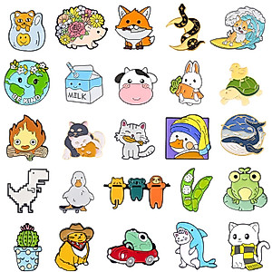 50-Pack Mixed Enamel Brooch Bulk Set,Lapel Badges, Cartoon Plant Enamel Pin Sets, Funny Button Pins Jewelry for Backpack Cloths Hats Jacket Decoration (50 PCS)