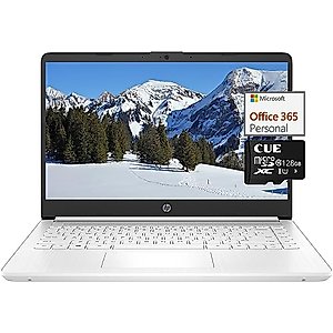 HP Newest 14" Ultral Light Student Laptop, Intel N4120 Quad-Core(> N4020), 8GB RAM, 192GB Storage(64GB eMMC+128GBSD Card), One Year Office 365, WiFi, Webcam, HDMI, USB-A&C, Win 11