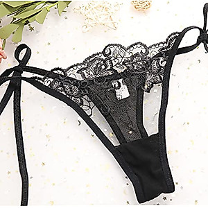 Women Tie Side Panties Sexy Adjustable G-String see through Mesh Yarn Thong Underwear-Multicolor