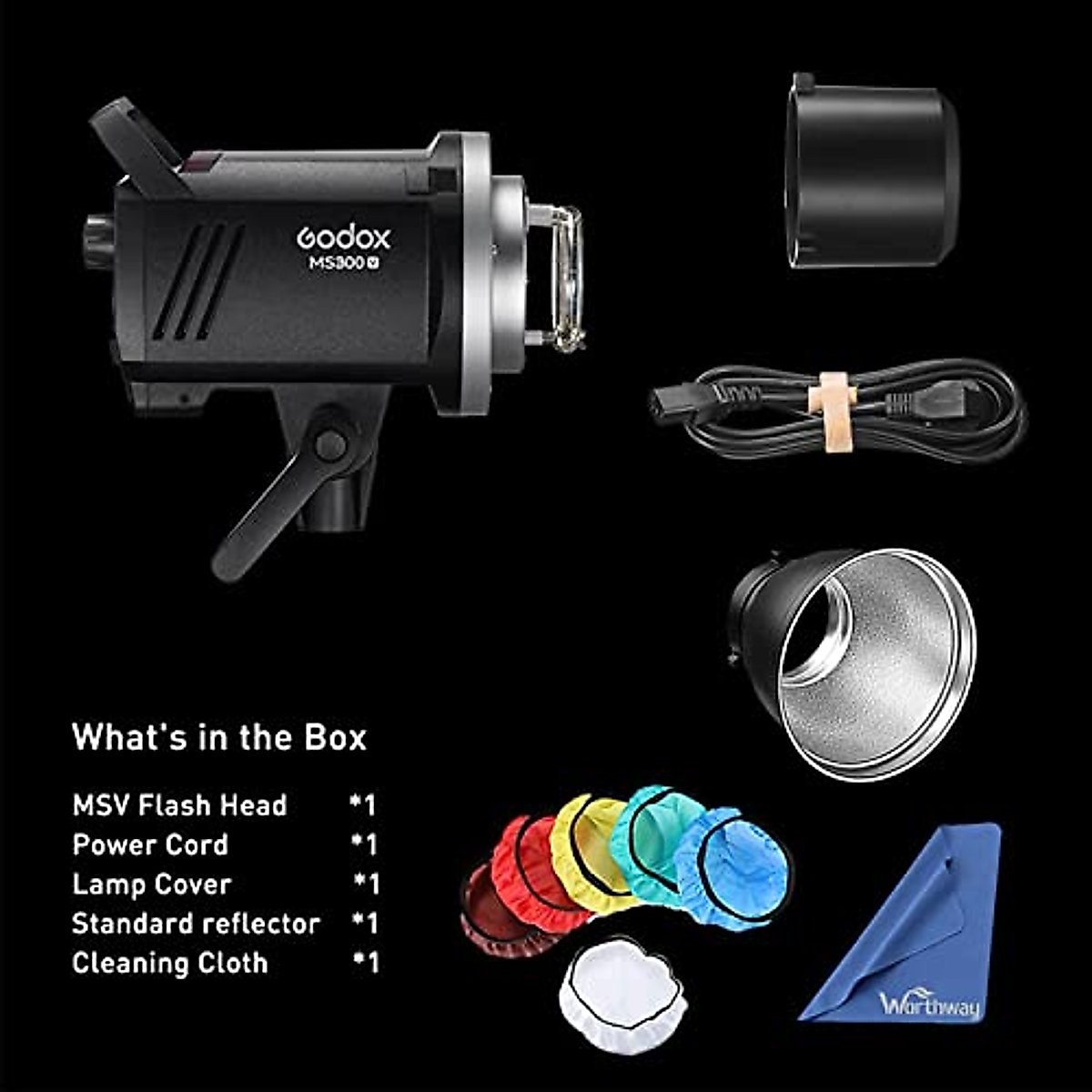 Godox MS300V MS300-V Compact Studio Strobe Flash Light - 300W,GN58 0.1-1.8S Recycle Time,2.4G X System,Bowens Mount LED Modeling Lamp for Photographic Studio Portrait Shooting(MS300 Upgraded Version)