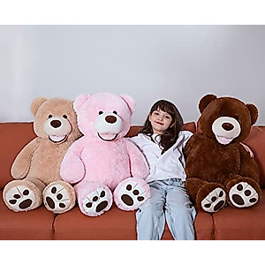 MorisMos Giant Teddy Bear with Big Footprints Plush Stuffed Animals Light Brown 39 inches