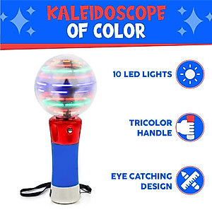 Toysery Spinning Light Up Toy Magic Wand for Kids, LED Light Up Wand Toy for Boys and Girls. Provides Thrilling Light Show Autism Sensory Toys