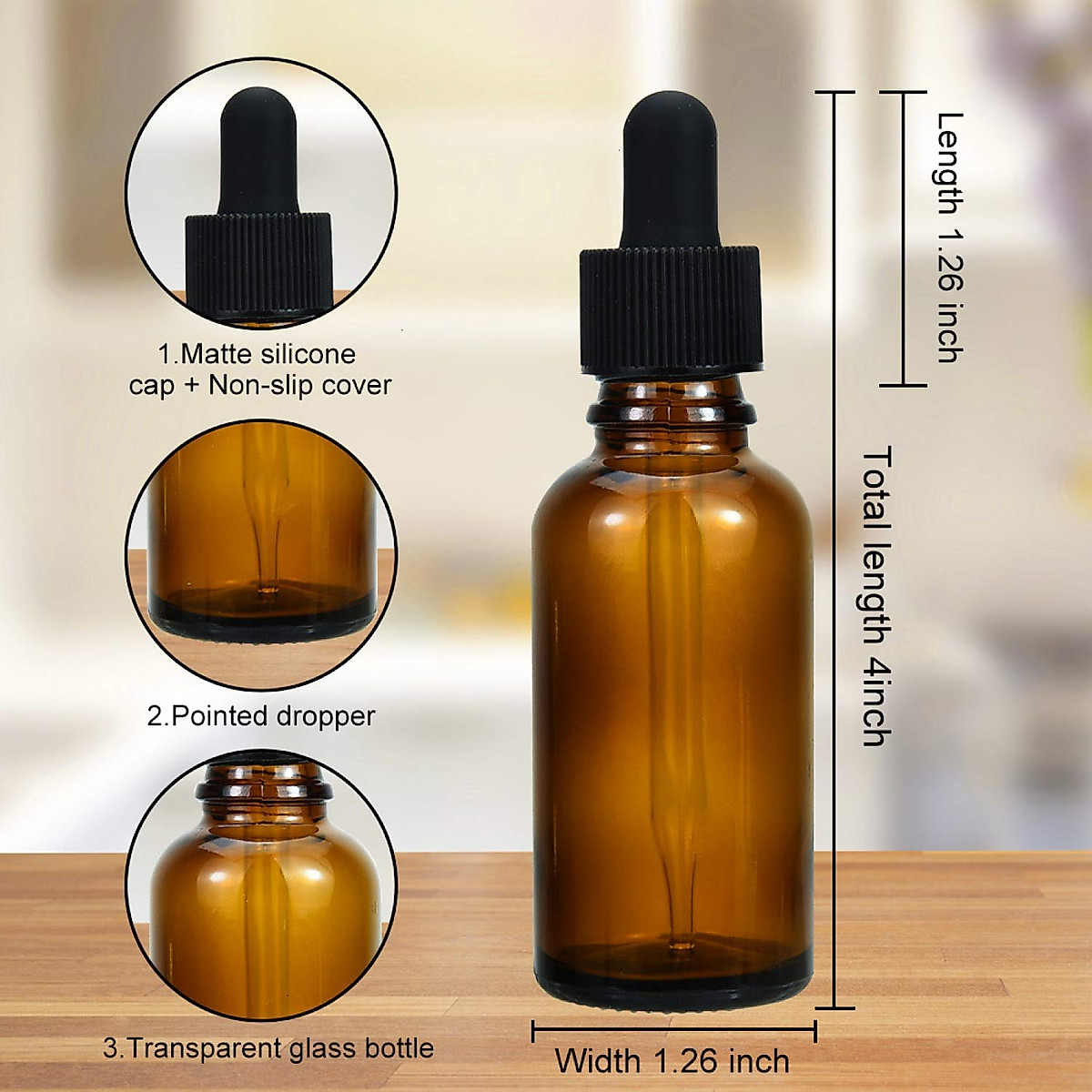 YoleShy 1oz Glass Dropper Bottle,99 Pack Amber Glass Bottles with Glass Droppers and Black cap for Essential Oils, Lab Chemicals, Perfumes