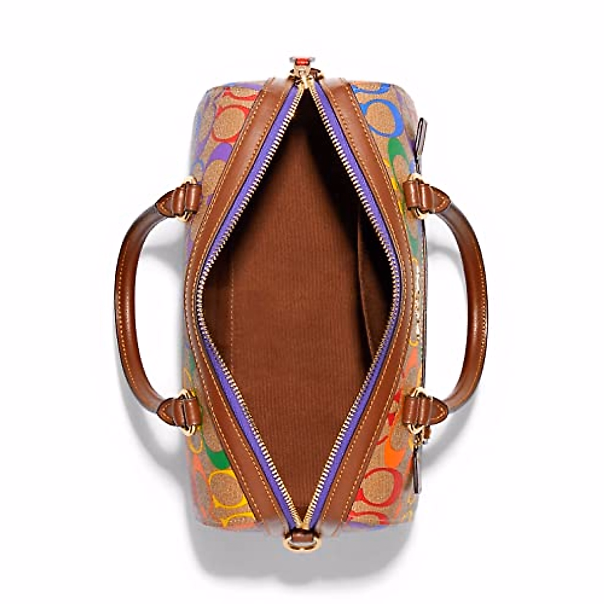 COACH Womens Rowan Satchel In Rainbow Signature Canvas IM/Khaki Multi