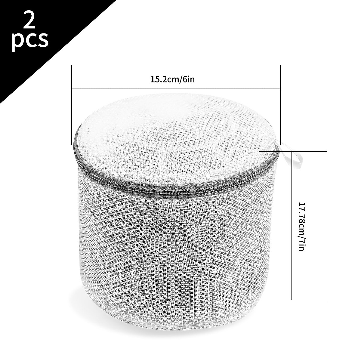 2 Pcs Premium Bra Lingerie Wash Bags, Durable Fine Mesh Laundry Bags Underwear Brassiere Washing Bags with Reinforced Zipper and Hanging Loop 6 x 7 Inches
