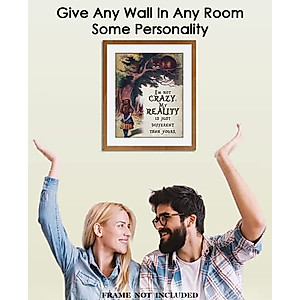 Inspirational Wall Art Poster: "I'm Not Crazy" Alice In Wonderland - 8x10 Unframed Motivational Wall Art & Positive Affirmations Wall Decor for Kids, Teen Girl, Boy & Office Decor for Men, Women