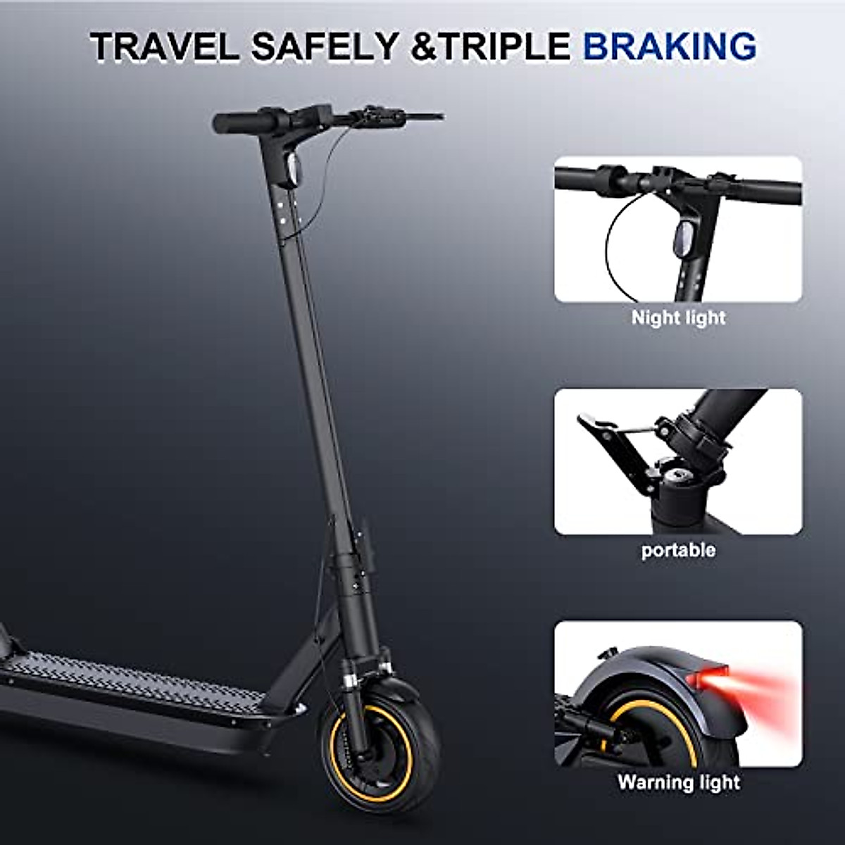 Aovopro ESMAX Electric Scooter, 27 Miles Range, Upgraded 500W Motor, 21 MPH Speed,10" Anti-Puncture Self-Sealing Air Tyre, Portable Commuting Electric Scooter for Adults