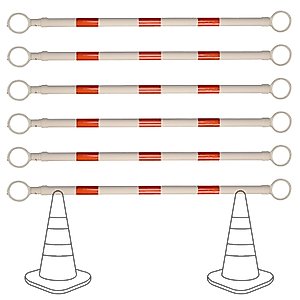 6 Pack Retractable Traffic Cone Bar from 4ft to 7.2ft, Expandable Safety Cone Bars for Parking Lots，Barricade for Road Construction