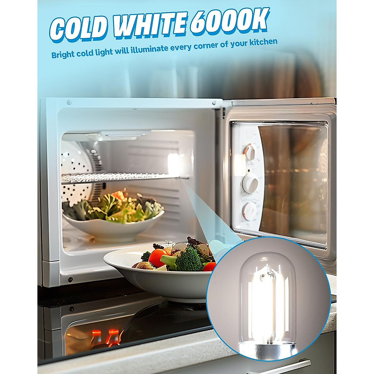 TobeBright Microwave Light Bulbs Under Hood 4W 120V - 400LM E17 LED Under Hood Appliance Bulb 40W Equivalent - Non-Dimmable Daylight 6000K Use for Oven,Refrigerator,Range Hood,Stove, 2pcs