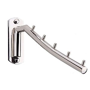Adromy Folding Wall Mounted Clothes Hanger, Stainless Steel Clothes Holder Swing Arm Closet Drying Rack Clothing Hanging System Heavy Duty Closet Storage Organizer - Silver