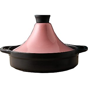 QIANMEI Ceramic Tagine Pot 20Cm Enameled Tagine with Non-Stick pan|Stew Casserole Slow Cooker Cooking Pot with Lid|for Cooking Healthy Food,smokeless,Easy to Clean (Color : A)