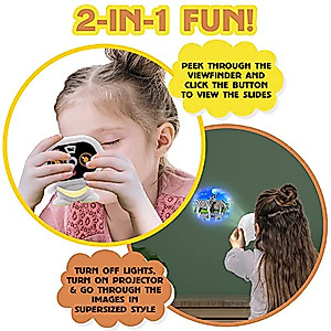 ArtCreativity 2 in 1 Viewfinder Camera with Projector, Set of 6, Battery Operated Projectors with Wild Animal Slides, Great Safari Party Favors, Zoo Party Supplies, & Wild One Party Favors for Kids