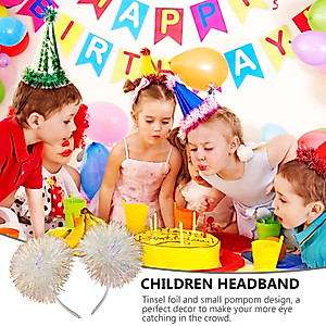 Tinsel Bling Pom Pom Headband Pom Pom Headband Pom Pom Headbopper Pom Pom Costume Headwear for Adults Pom Pom Hair Band White Springs Head Bopper Alien Head Boppers