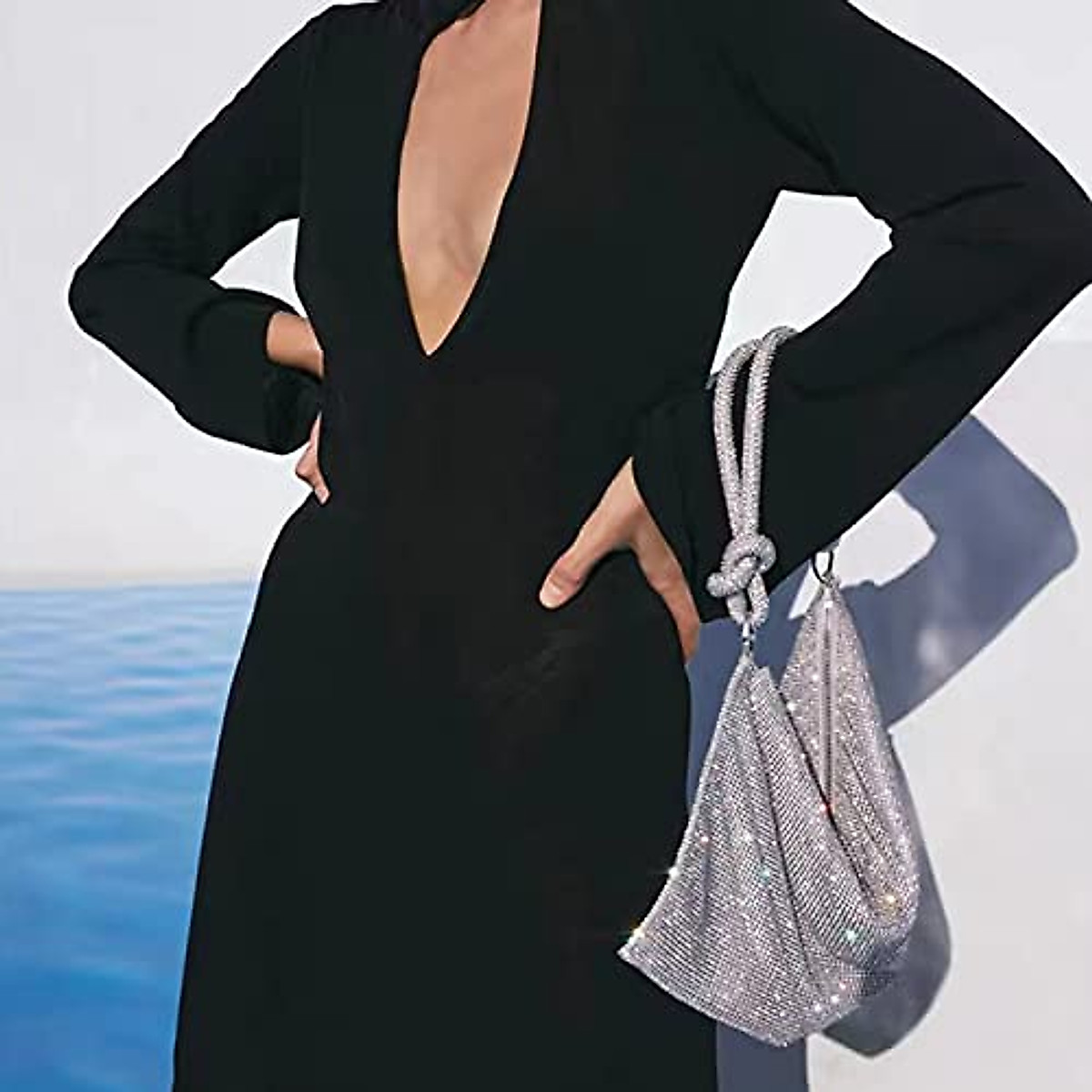 Women's Rhinestones Purses Silver Evening Bag Crystal Clutch Wedding Party Sparkly Hobo Bags for Women (silver)