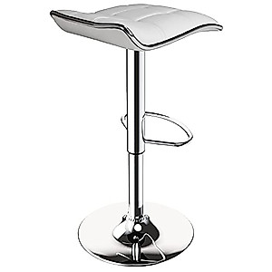 ErgoDesign Bar Stools Set of 2, Square Backless Adjustable Bar Stools, Swivel Bar Stool, Barstools Set of 2 (White)