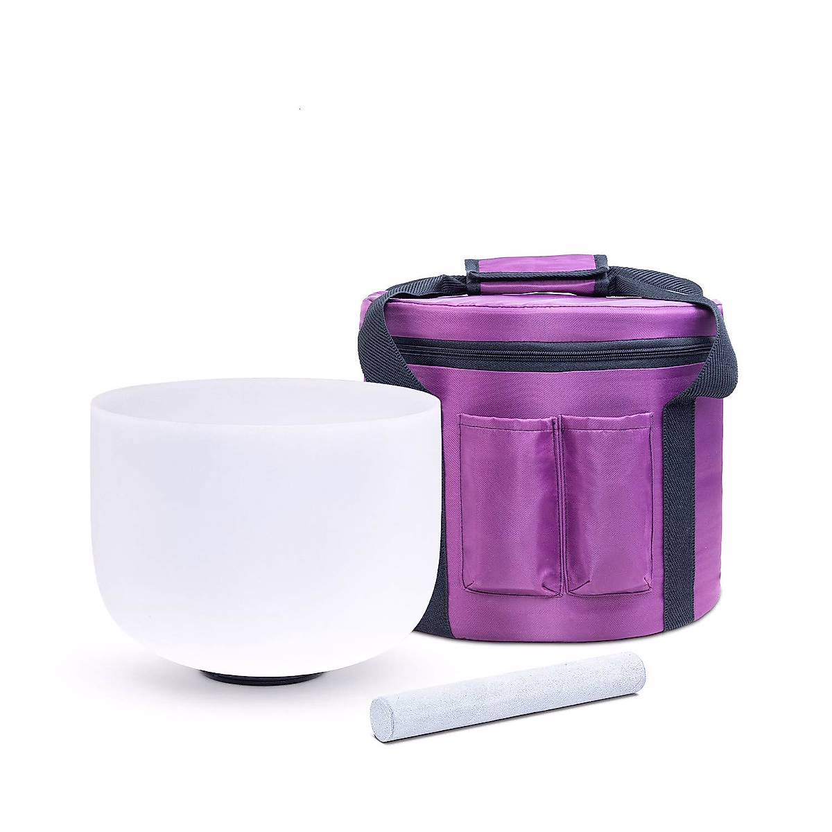 KVKA 432Hz 10 Inch Crystal Singing Bowl E Note Solar Plexus Chakra Bowls With Carrying Case,Suede Striker