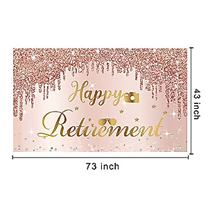 Happy Retirement Party Banner Backdrop Decorations for Women, Pink Rose Gold Retirement Theme Party Supplies, Extra Large Retired Party Photo Booth Poster Background Sign Decor