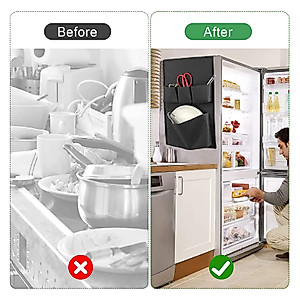 Kingshion Fridge Dust Cover Top, Mini Fridge Caddy Organizer, 14" Width Refrigerator Storage Bag with Extra 12 Pockets for Dorm Office Pantry, Flatware, Utensils, Spice, Cutlery, Napkin, Daily Stuff