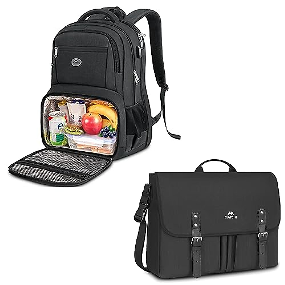 17 Inch Laptop Backpack, TSA Large Travel Backpack with Lunch Box, Anti-Theft Work Business Carry On, 17 Inch Messenger Bag for Men, Large Laptop Briefcase Lightweight Unisex Crossbody Should bag