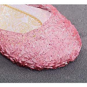 OMGard Jelly Shoes for Girls, Snow Queen Princess Birthday Sandals for Little Girls, Pink Toddler Glitter Sandals Size 2, Frozen Inspired Party Cosplay Costumes Dress Flats