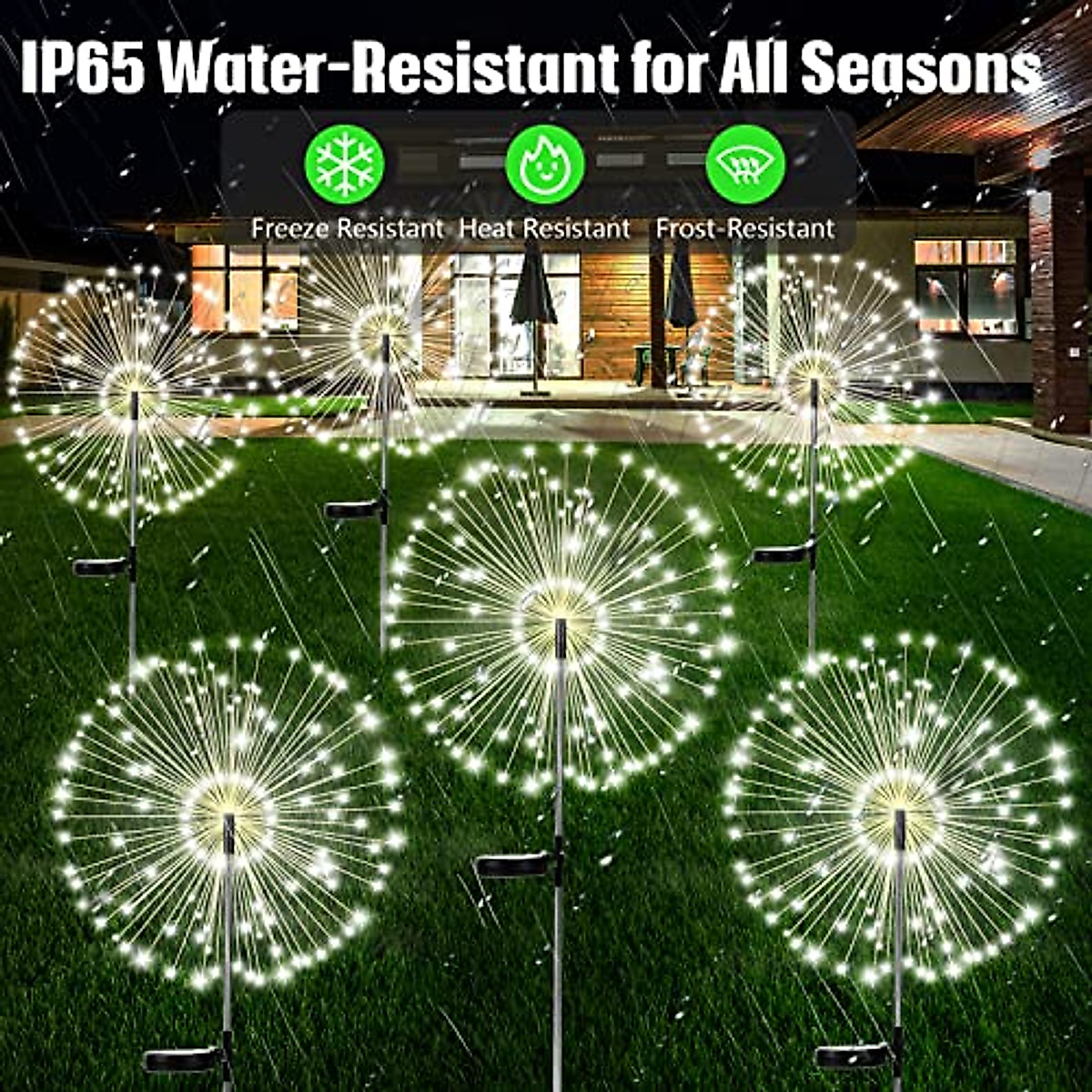 BBTO 12 Pack Solar Firework Lights Solar Outdoor Lights 120 LED Waterproof Solar Fireworks Lamps Decoration Lights for Garden Outdoor Patio Walkway Pathway Lawn Backyard Landscape, Warm White