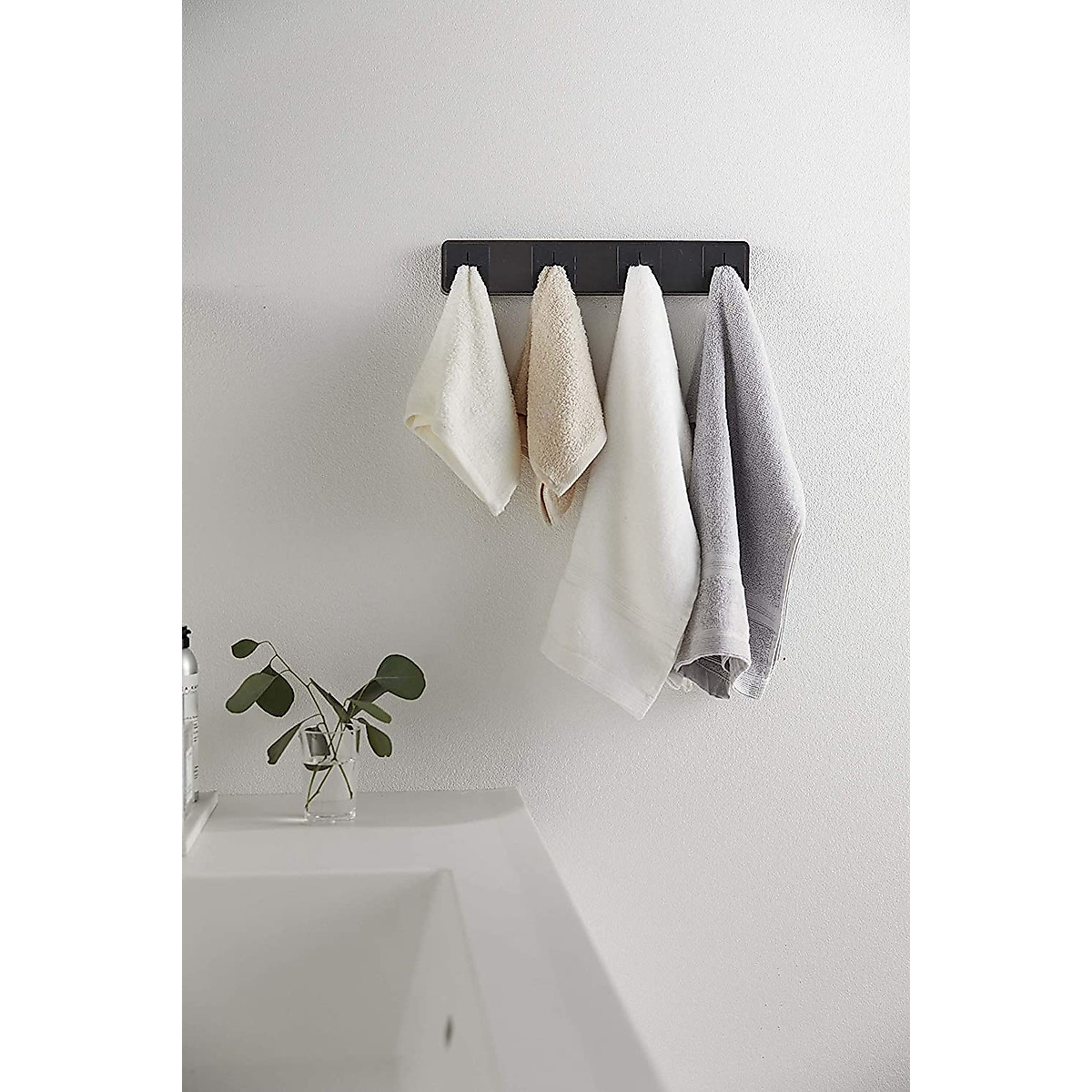 Yamazaki Push Dish Home Self Adhesive Plastic | Towel Holder, One Size, Black