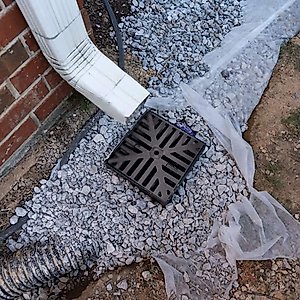 UNI-DRAIN Catch Basin Downspout Extender, Gutter Downspout with Flexible Pipe, No Deep Dig Low Profile Catch Basin 10"×10" Protect House Foundation