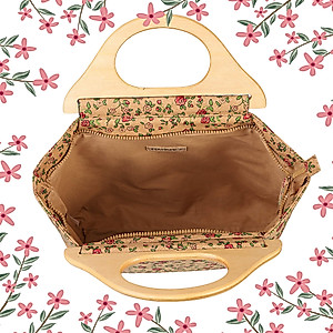 MANISHO Cork Totes Handbag for Women Ladies Pretty Vegan Tote Eco-friendly Handle Bag Roomy Clutch Flower Beauty of Nature