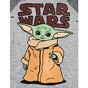 STAR WARS The Mandalorian Grogu Big Boys Fleece Pullover Hoodie Gray 10-12