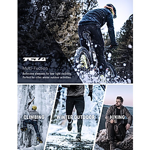 TSLA Men's Thermal Windproof Cycling Pants, Fleece Lined Outdoor Bike Pants, Winter Cold Weather Running Pants, Cycling Pants Black & Grey, Medium