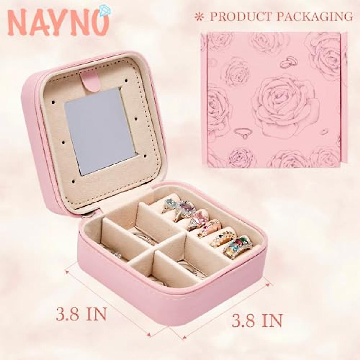 Nayno Travel Jewelry Case Graduation Gifts for Women Travel Jewelry Organizer Travel Jewelry Box Personalized Gifts Portable Trendy Stuff Birthday Gifts for Women