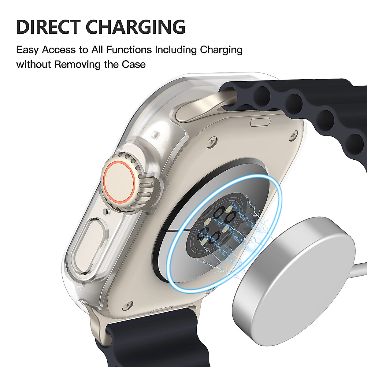 Misxi 2 Pack Hard PC Case Built in Tempered Glass Compatible with 49mm Apple Watch Ultra 2 (2024) / Ultra, Thin Protective Case with Screen Protector for iWatch, Cover with Button, Transparent