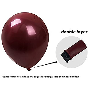Chrome Burgundy Balloons 10 Inch Double-Layered Metallic Wine Red Ballons Latex 50PCS Burgundy Balloons for Parties Decoration Wedding Supplies Graduation Decor Baby Shower Decorations