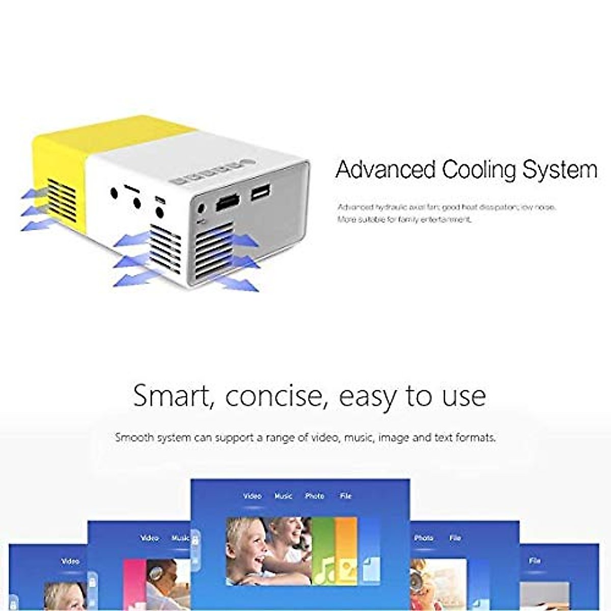 Portable Mini projectors LED Micro Projector 1080P Home Party Meeting Theater Projector（Newest Upgraded Version ）