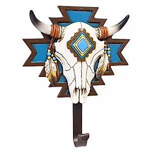 The Bridge Collection Southwestern Bull Steer Skull Hanging Wall Key Hook- Western Keys Hanger